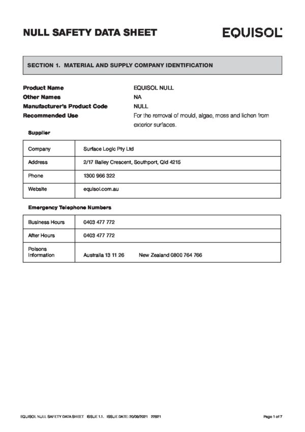 Equisol Null Safety Data Sheet | Equisol