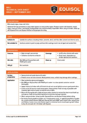 Equisol Null Technical Data Sheet | Equisol