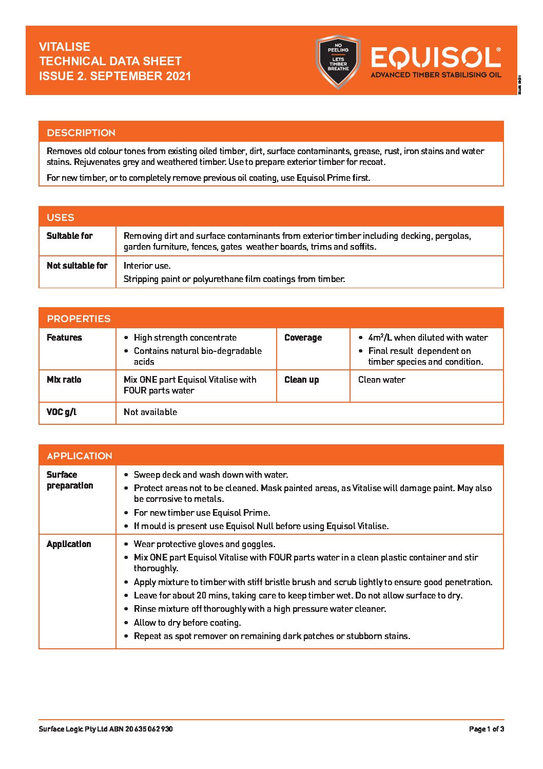 Equisol Vitalise Technical Data Sheet | Equisol