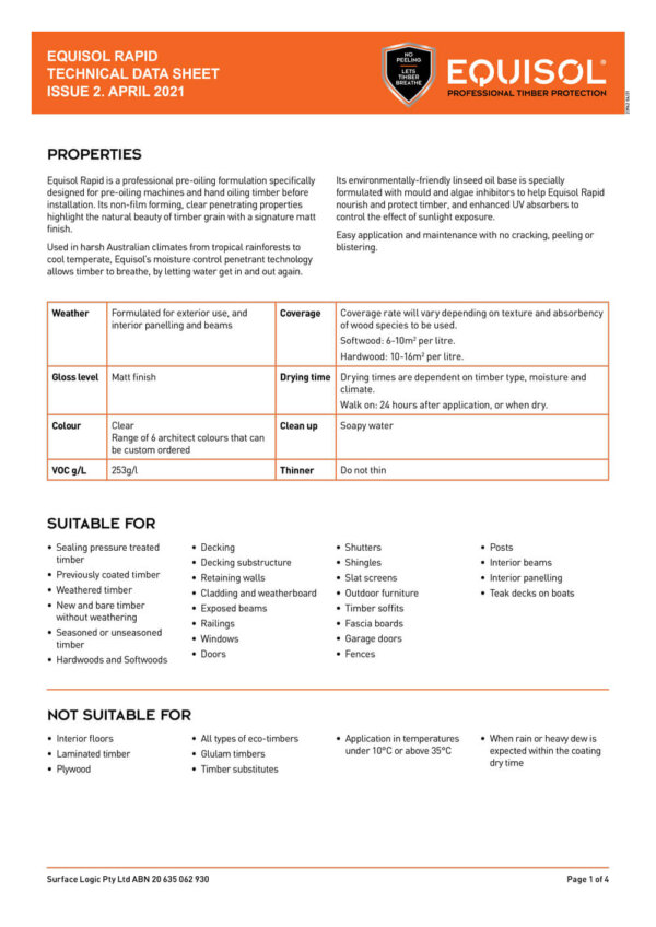 Equisol RAPID Technical Data Sheet | Equisol